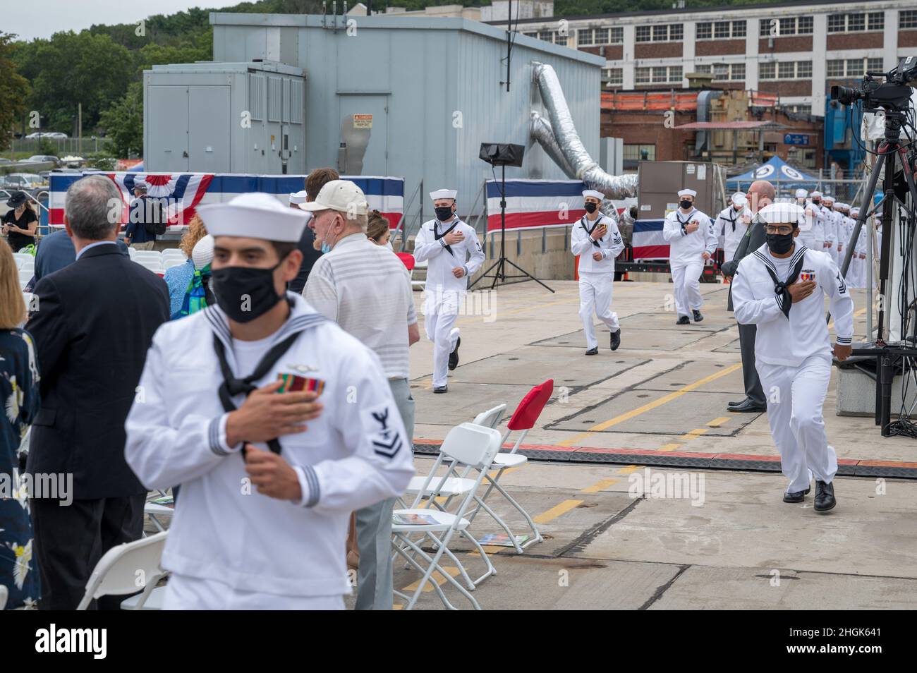 GROTON, Conn. (Aug. 28, 2021) — Sailors assigned to the Virginia-class ...