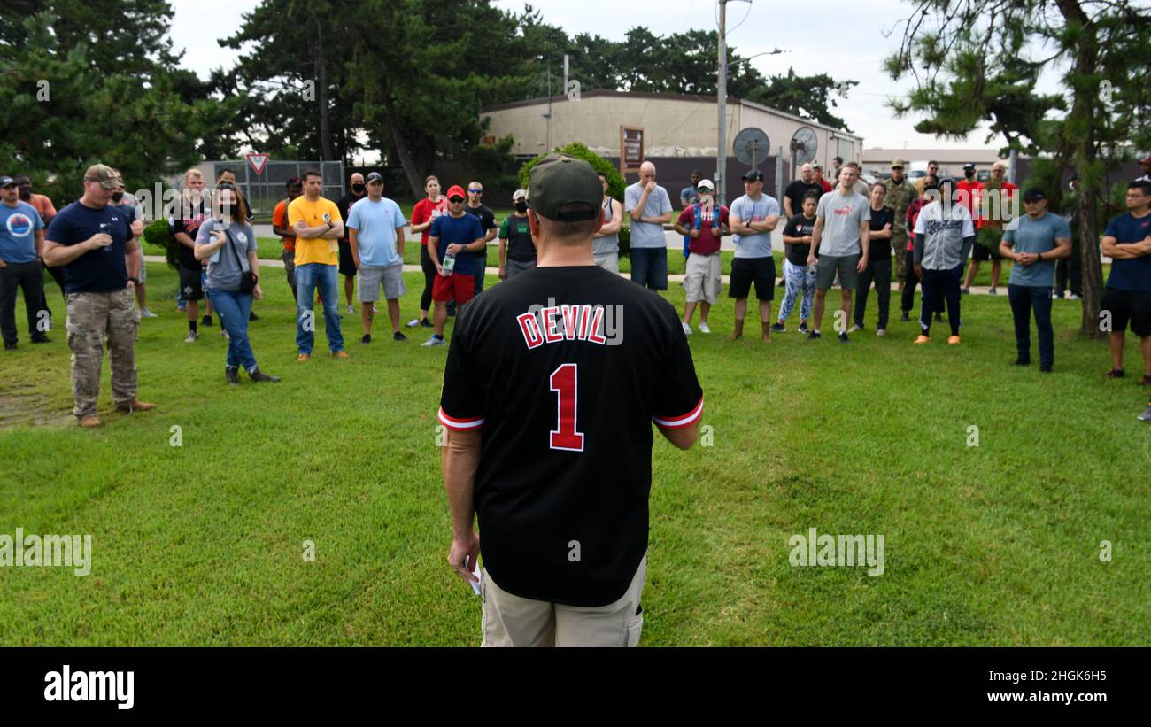 Lt. Col. Steven Vick, 8th Civil Engineer Squadron commander, speaks to ...