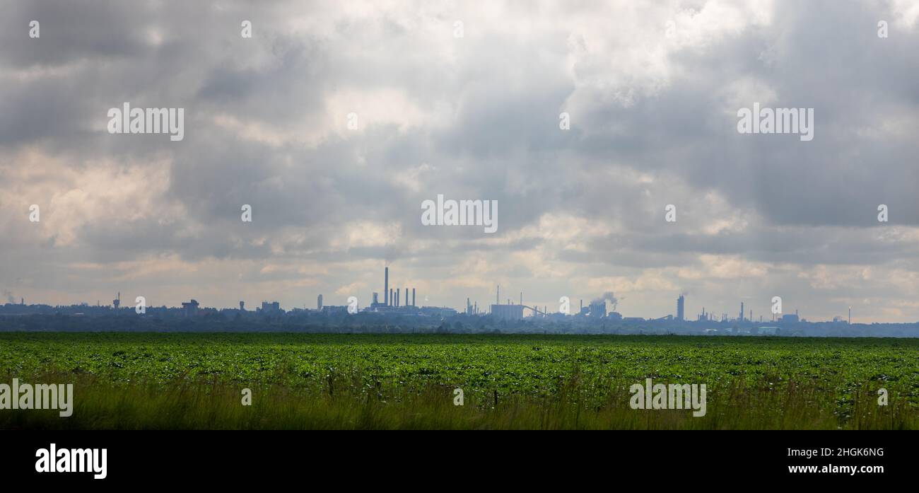 Skyline of the industrial town of Sasolburg in the Freestate province ...