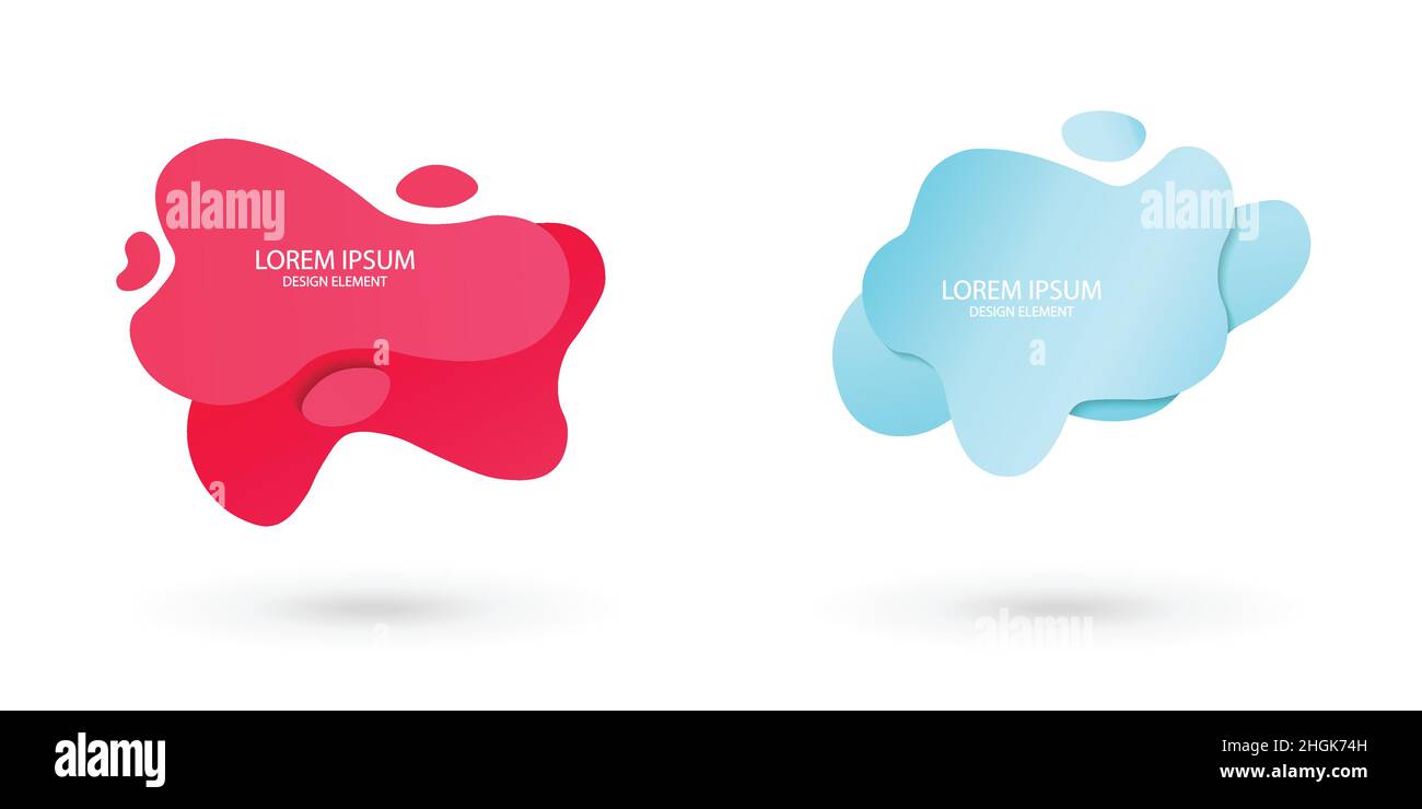 Fluid frame isolated on white background. Set of abstract liquid shapes ...