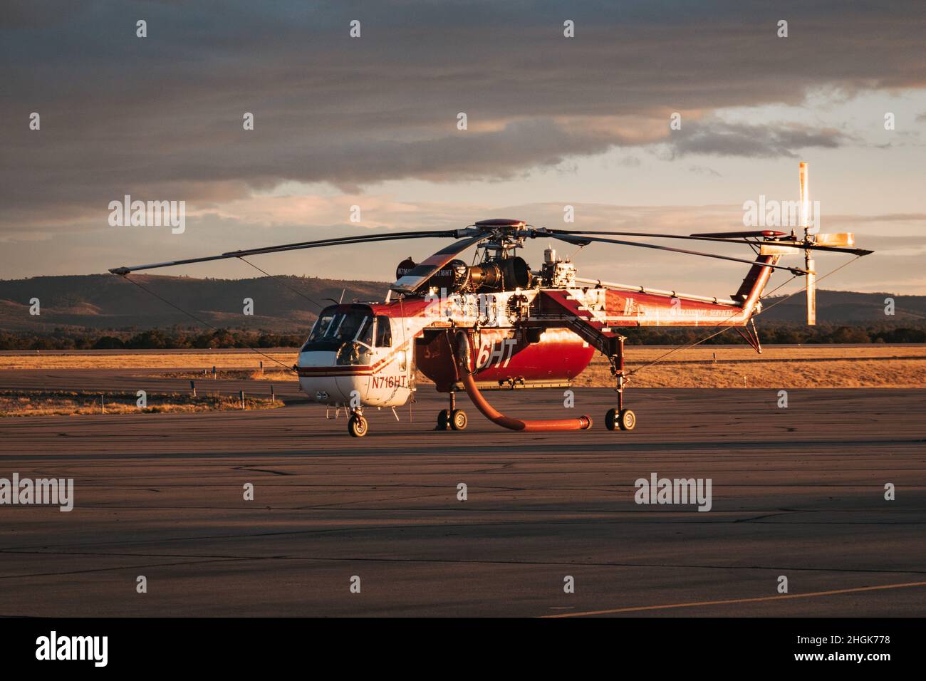 a Sikorsky CH-54B Skycrane gets ready to do some aerial firefighting at ...