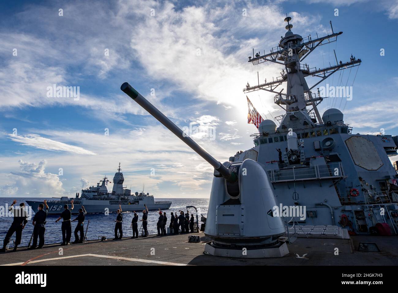 PHILIPPINE SEA (Aug. 29, 2021) Sailors aboard Arleigh Burke-class ...