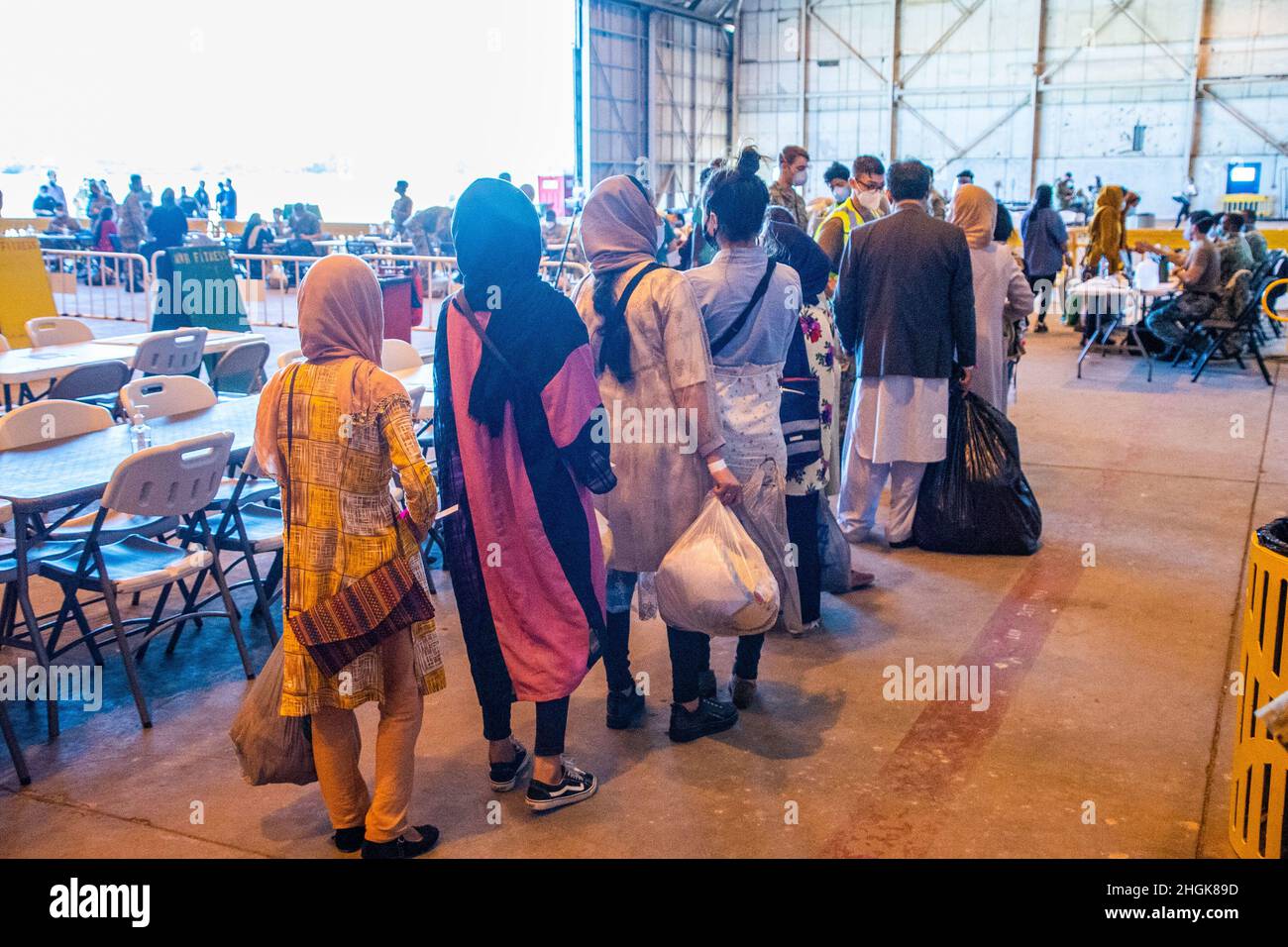 NAVAL STATION ROTA, Spain (Aug. 30, 2021) Evacuees from Afghanistan ...