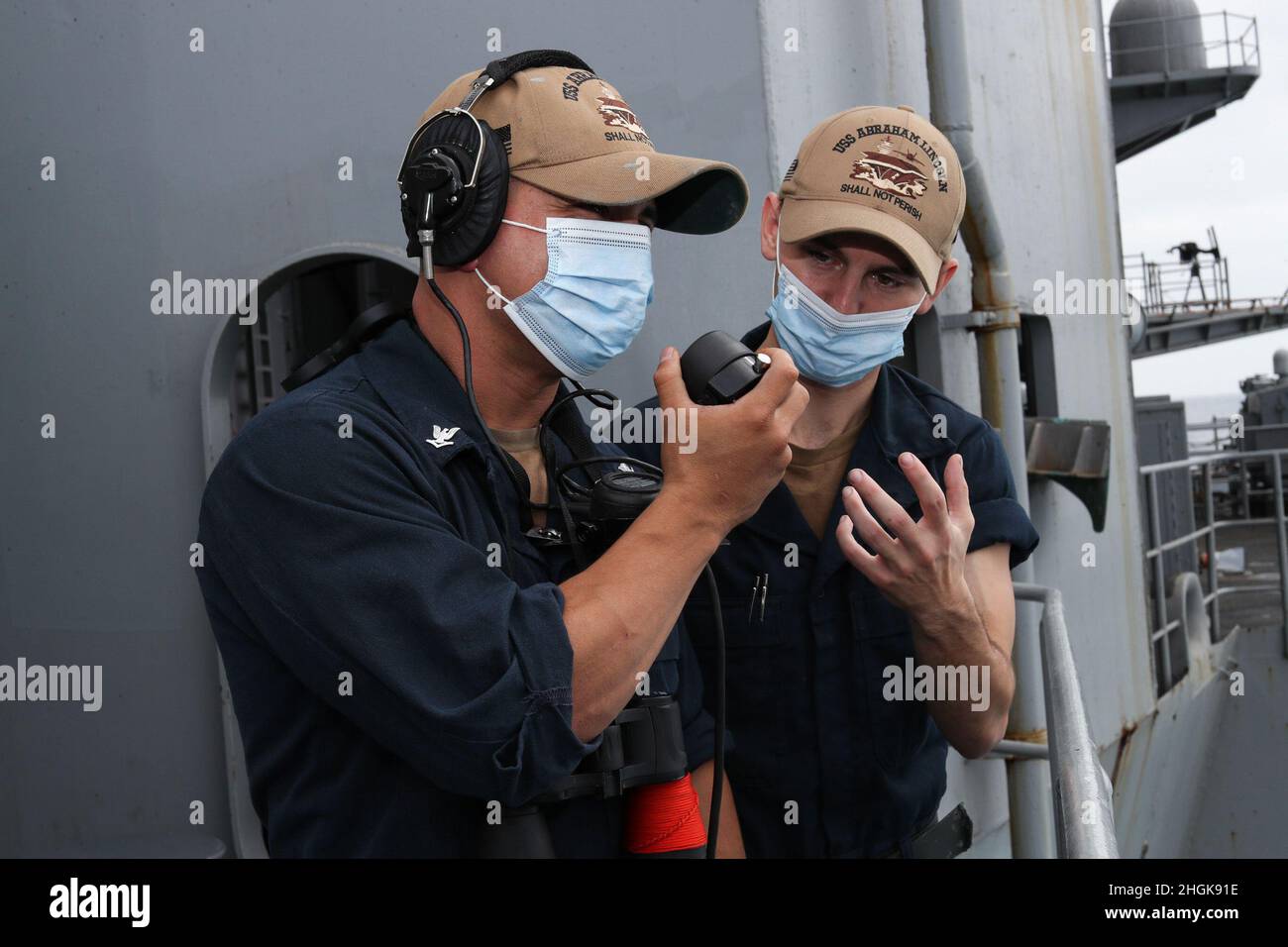 PACIFIC OCEAN (Aug. 30, 2021) Seaman Robert Adair (left), from Damon ...
