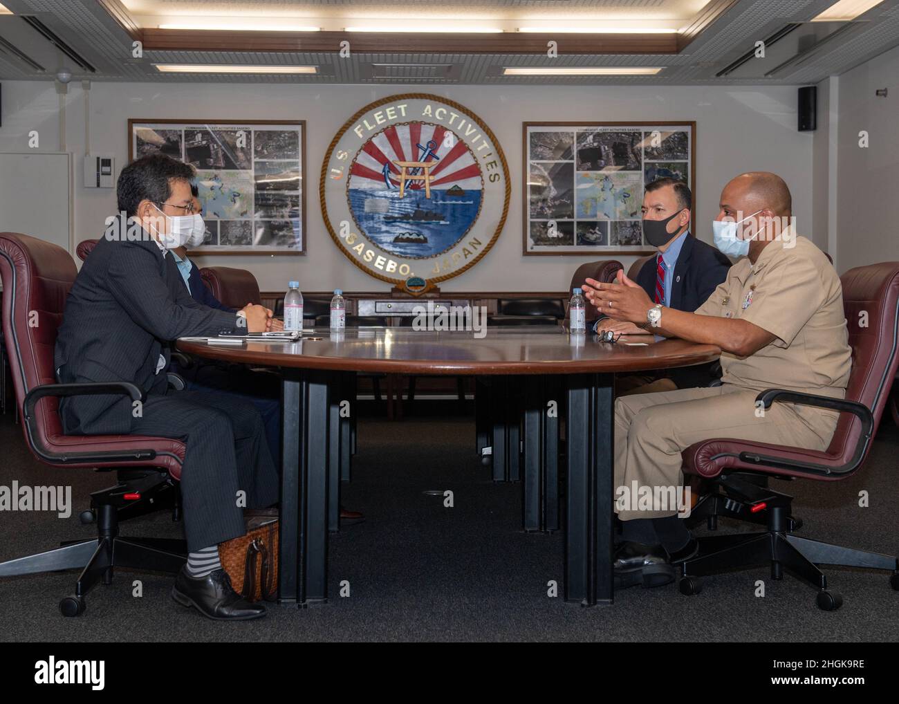 Capt. David Adams, Commander, Fleet Activities Sasebo (CFAS) meets with ...