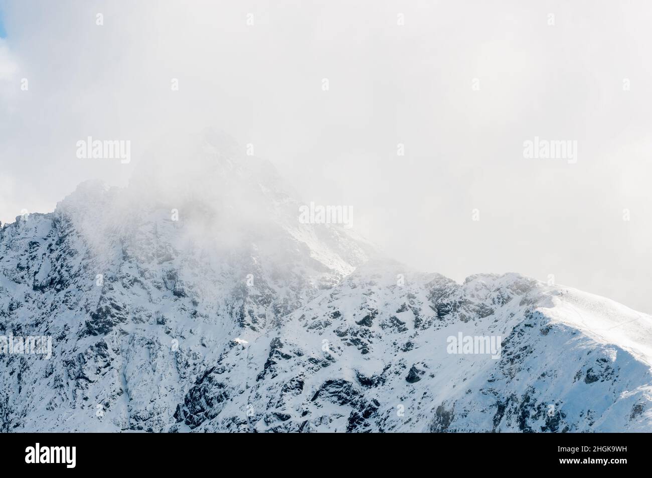 Winter landscape of the Tatra Mountains. View of the snow-capped peaks ...