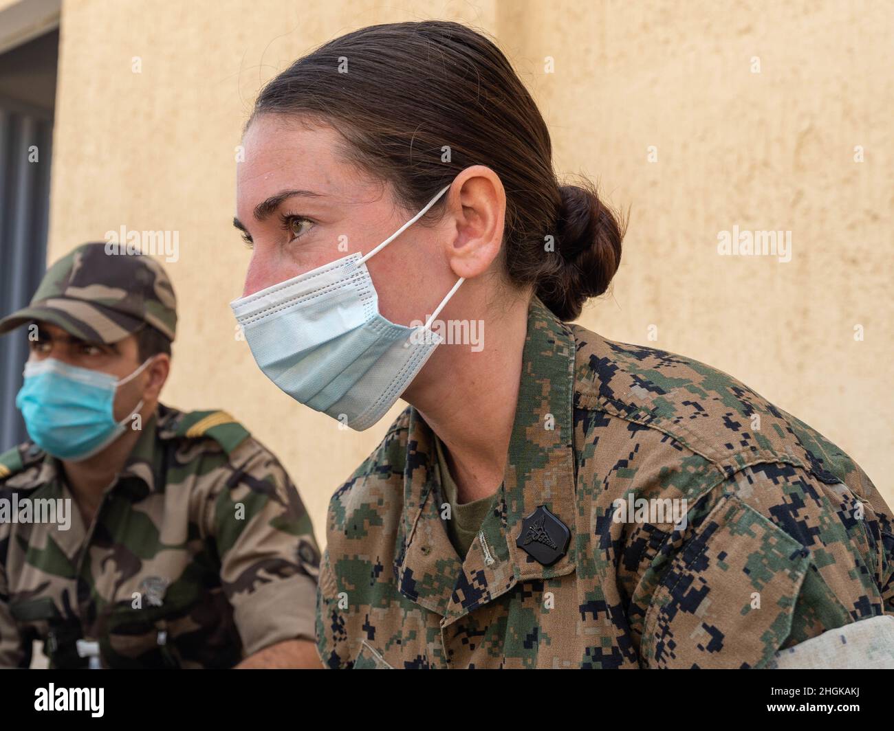 U.S. Navy Petty Officer 3rd Class Kayla Lucas, a corpsmen with 8th ESB ...