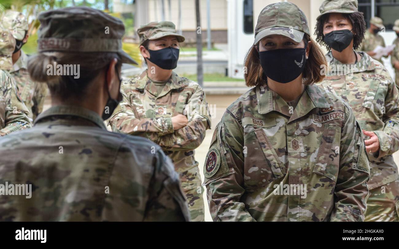 Chief Master Sergeant of the Air Force JoAnne S. Bass speaks to Airmen ...