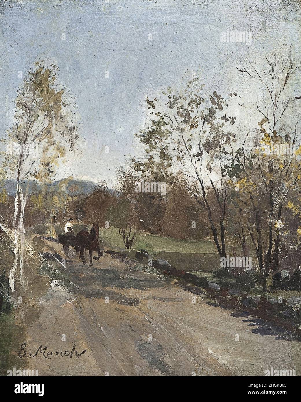 Munch Edvard - Private Collection - Horse and Cart on a Country Road ...