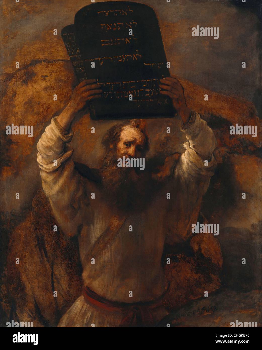 Rembrandt - Moses with the Ten Commandments Stock Photo - Alamy