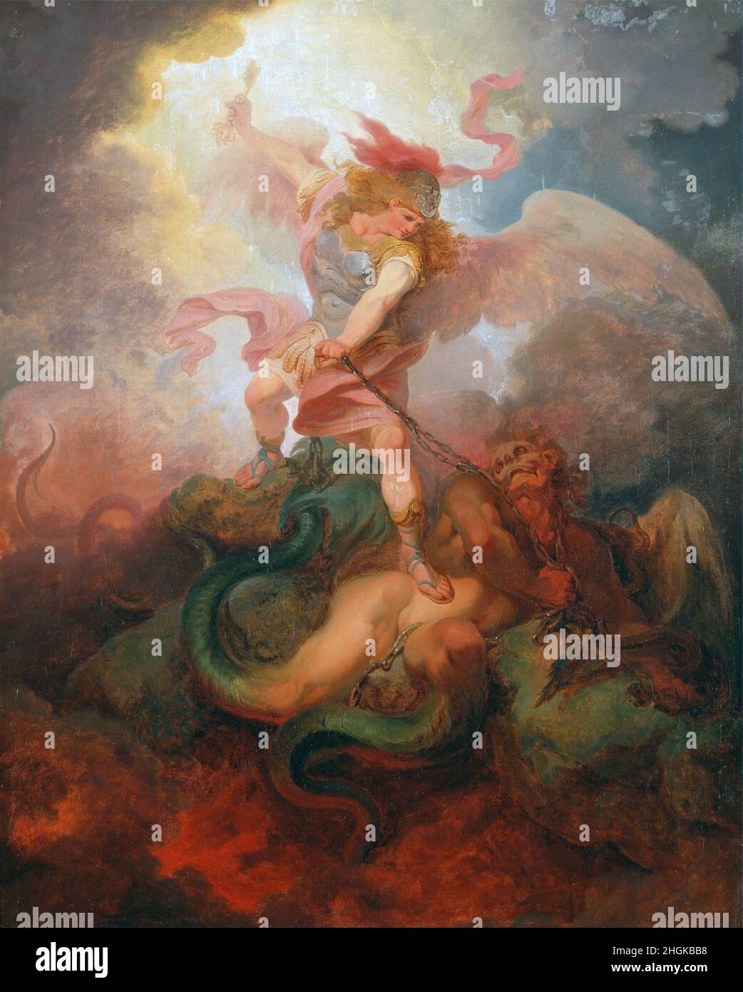 Philippe-Jacques de Loutherbourg - The Angel Binding Satan Stock Photo ...