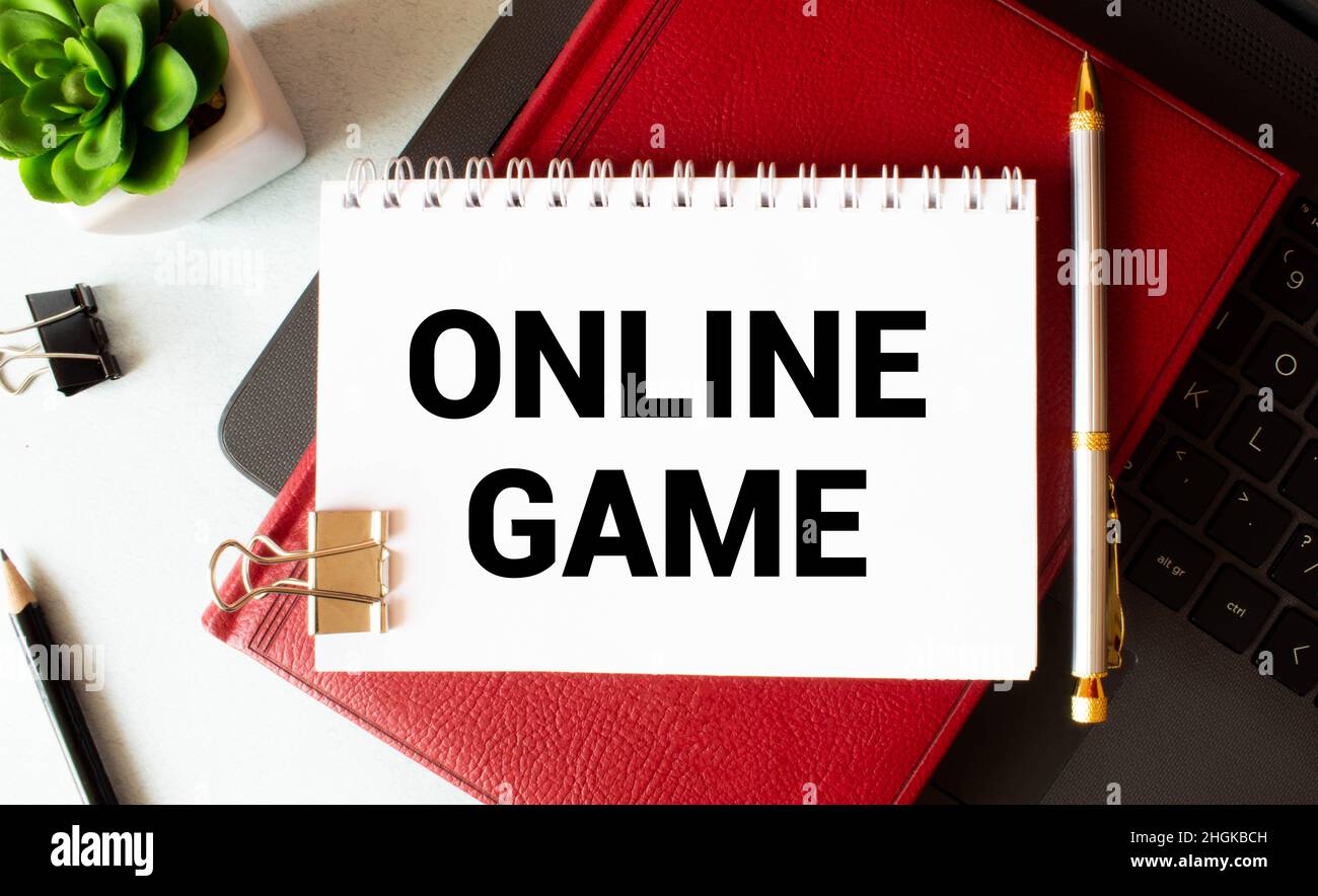 Text game on on the short note texture background Stock Photo - Alamy