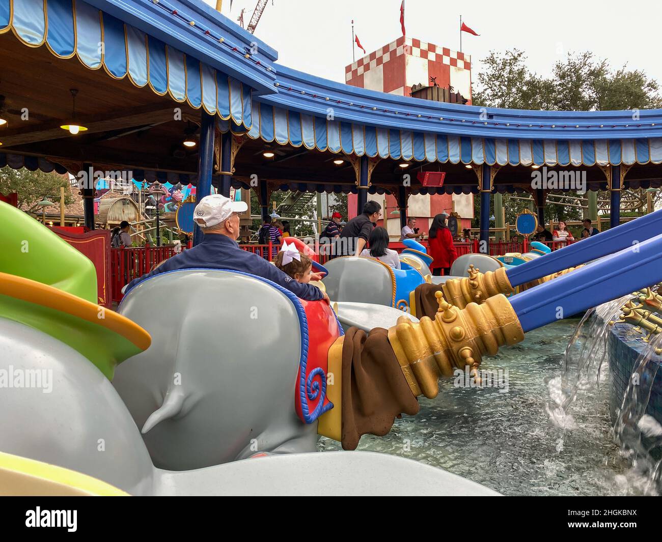 Orlando, FL USA - December 21, 2019: Dumbo the flying elephant ride at ...