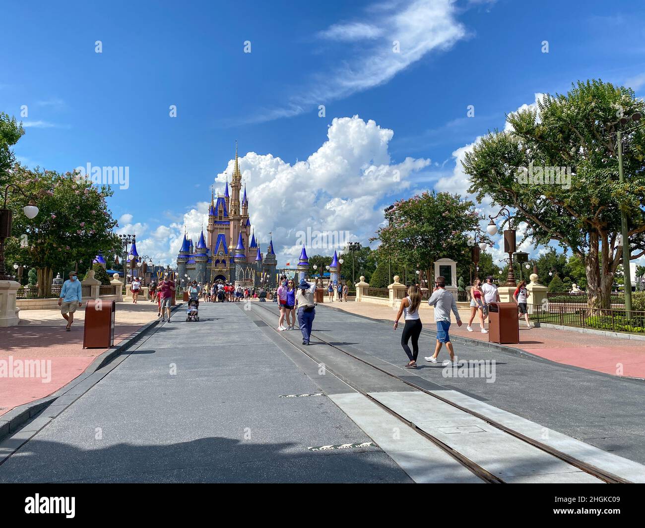 Orlando, FL USA - July 25, 2020 : People walking toward Cinderella ...