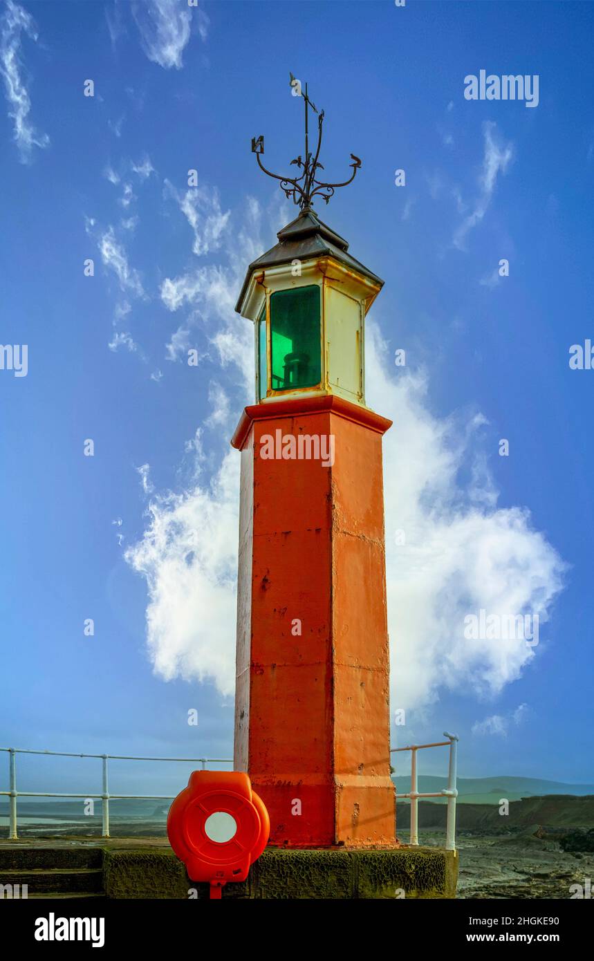 The Watchet Harbour Lighthouse, a marine navigational aid at the ...