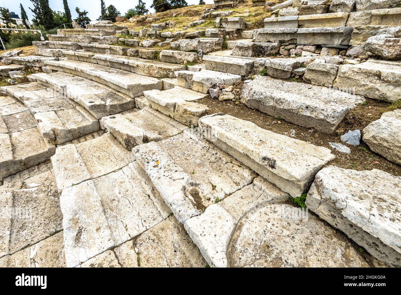 Stone seats of Theater of Dionysus at Acropolis foot, Athens, Greece ...