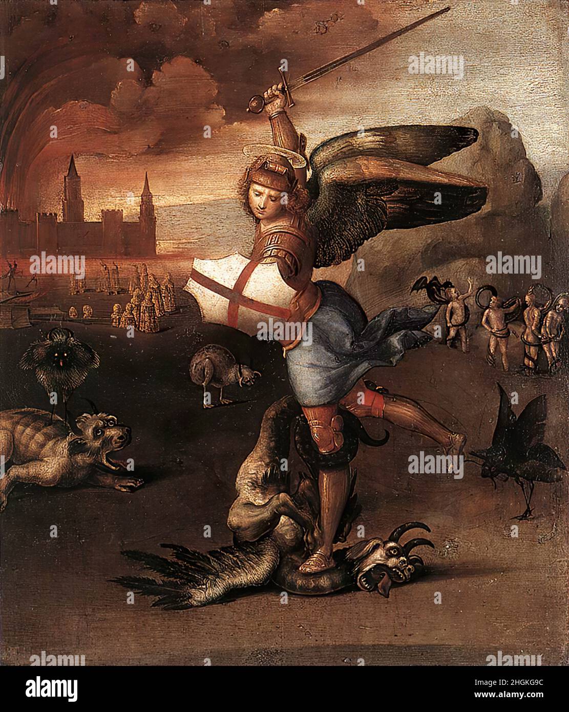 San Michele - oil on wood 30 x 26 cm - Sanzio Raffaello Stock Photo - Alamy