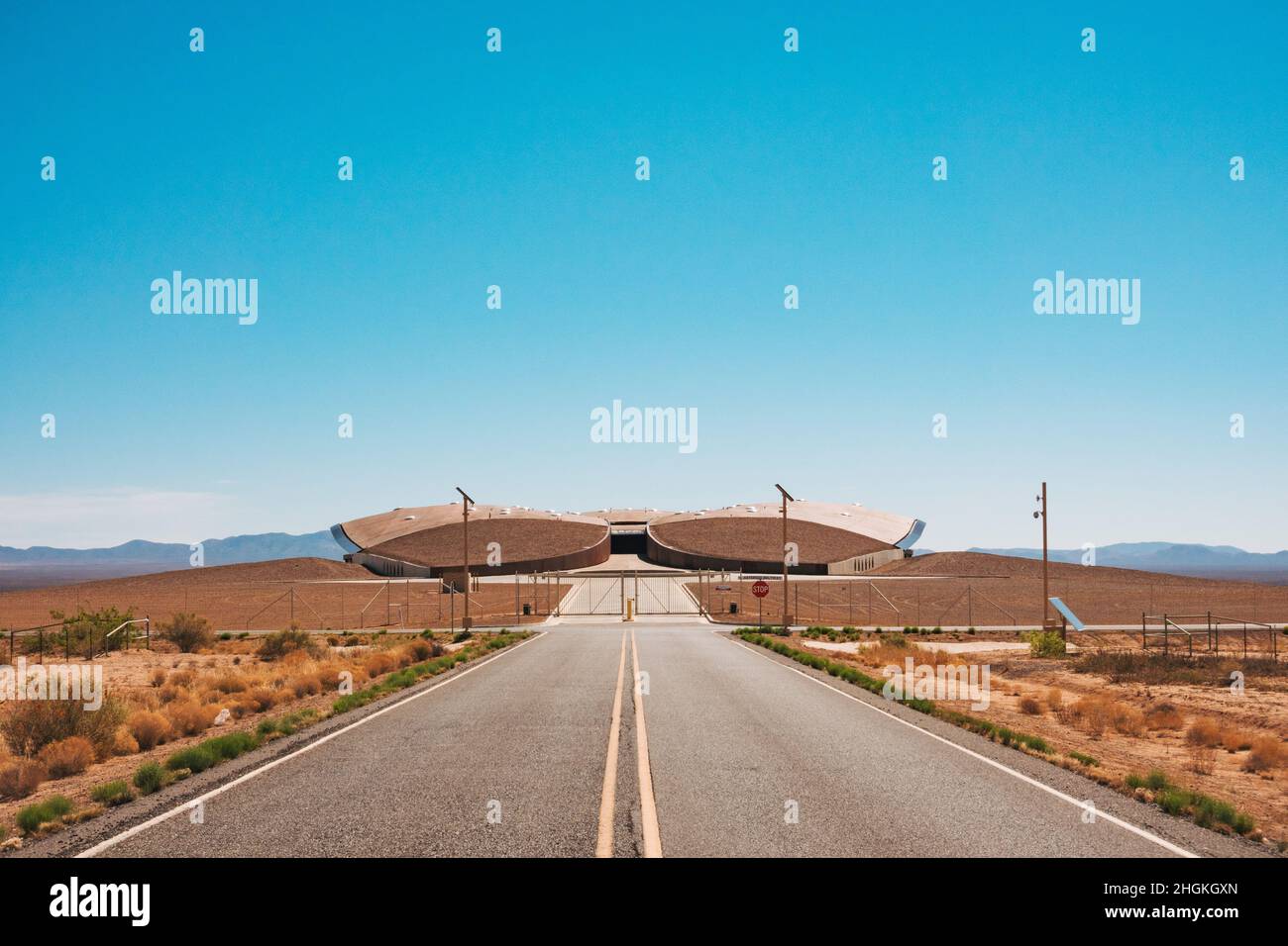 The road to the main entrance of the futuristic-looking Spaceport ...
