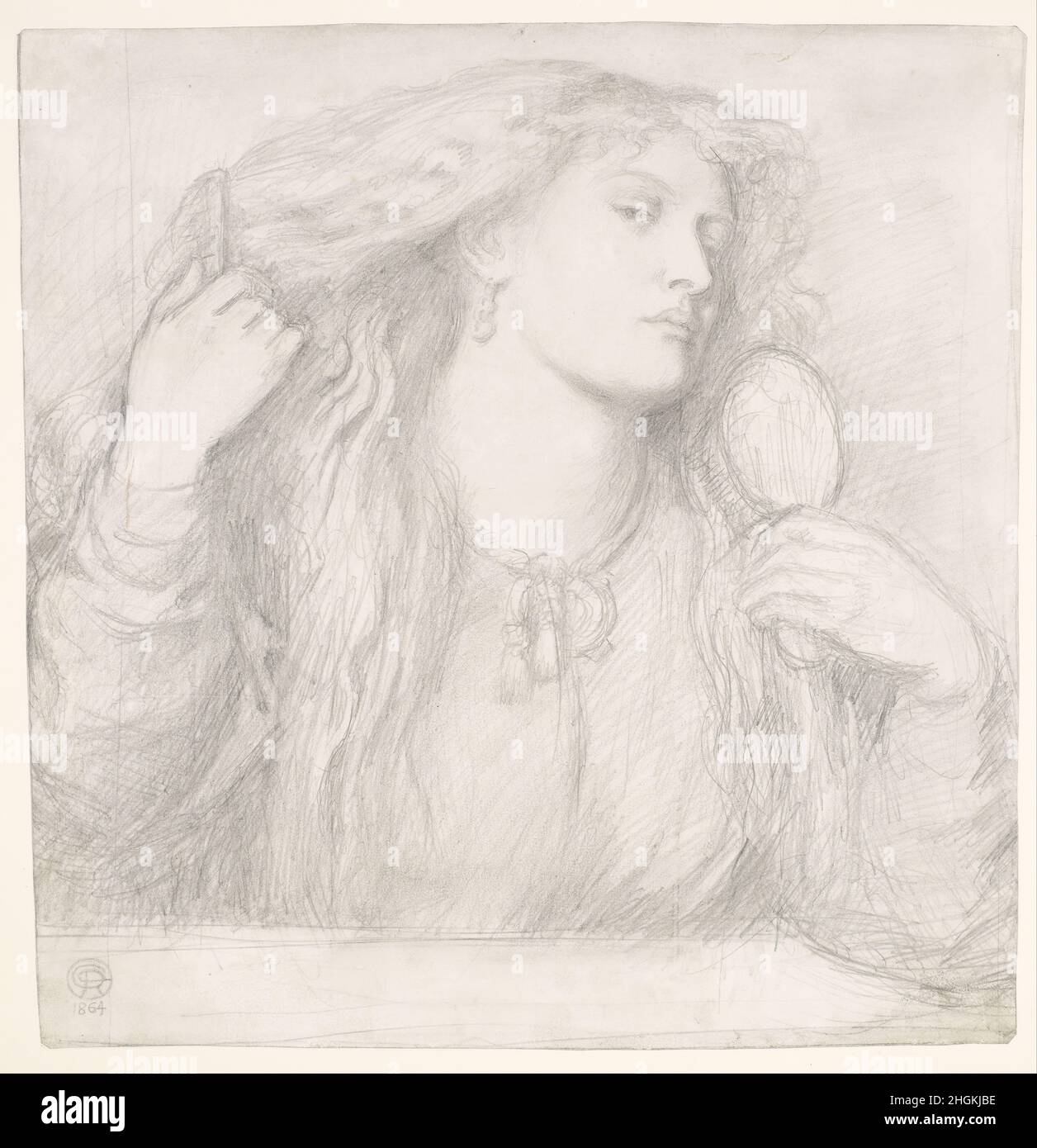 Dante Gabriel Rossetti - Woman combing her Hair, Fanny Cornforth Stock ...