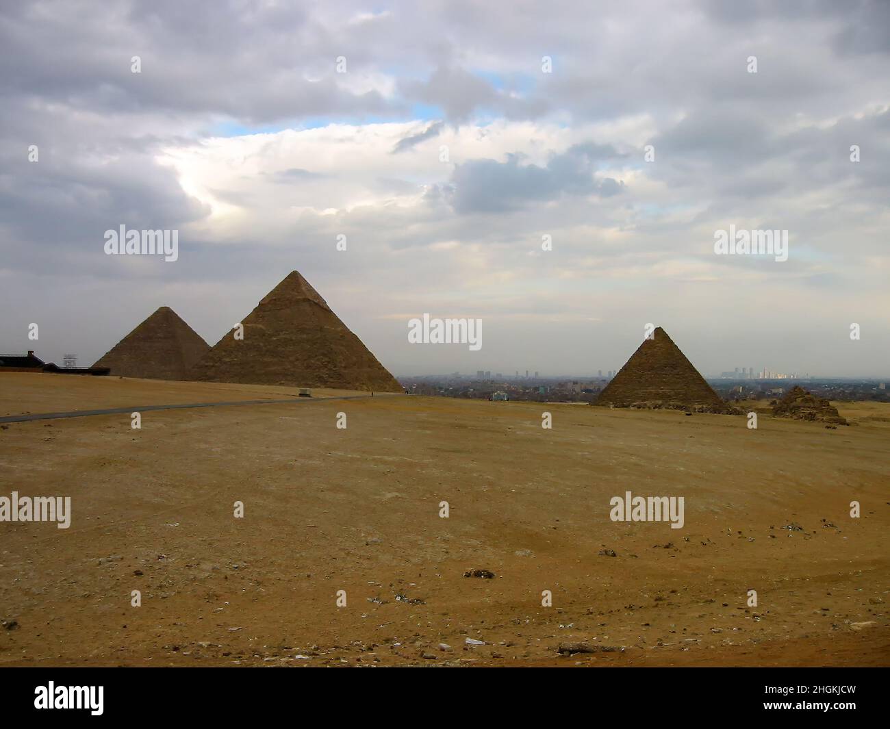 The iconic Pyramids at Giza just outside Cairo in Egypt Stock Photo - Alamy