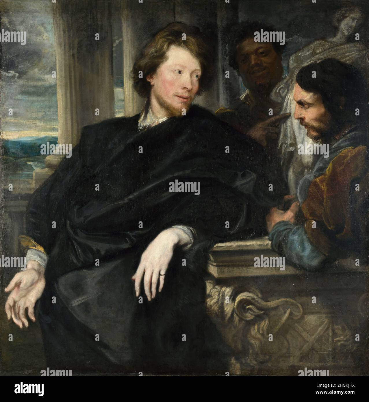 Portrait of george gage with two attendants hi-res stock photography ...