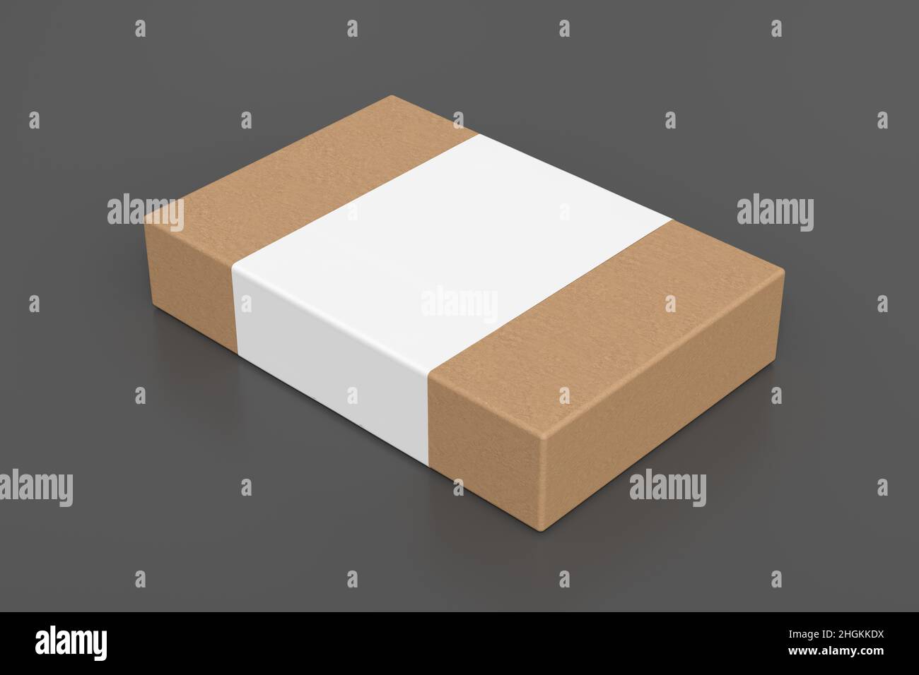 Flat box mock up with blank paper cover label: cardboard gift box on ...