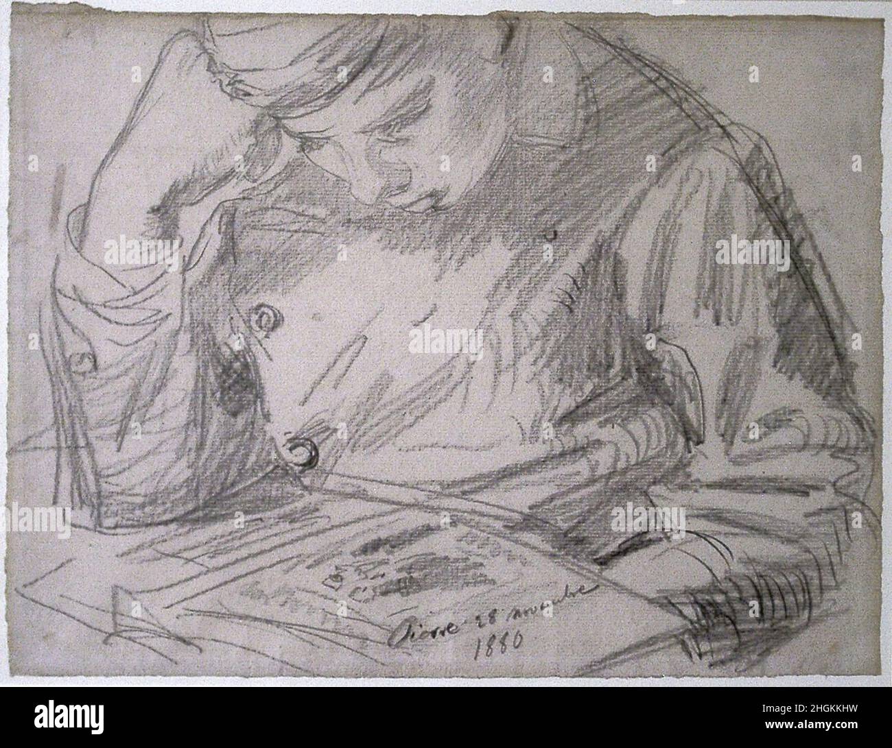 ALFRED SISLEY (1839 - 1899) - THE ARTISTS SON PIERRE PENCIL -1880 Stock ...