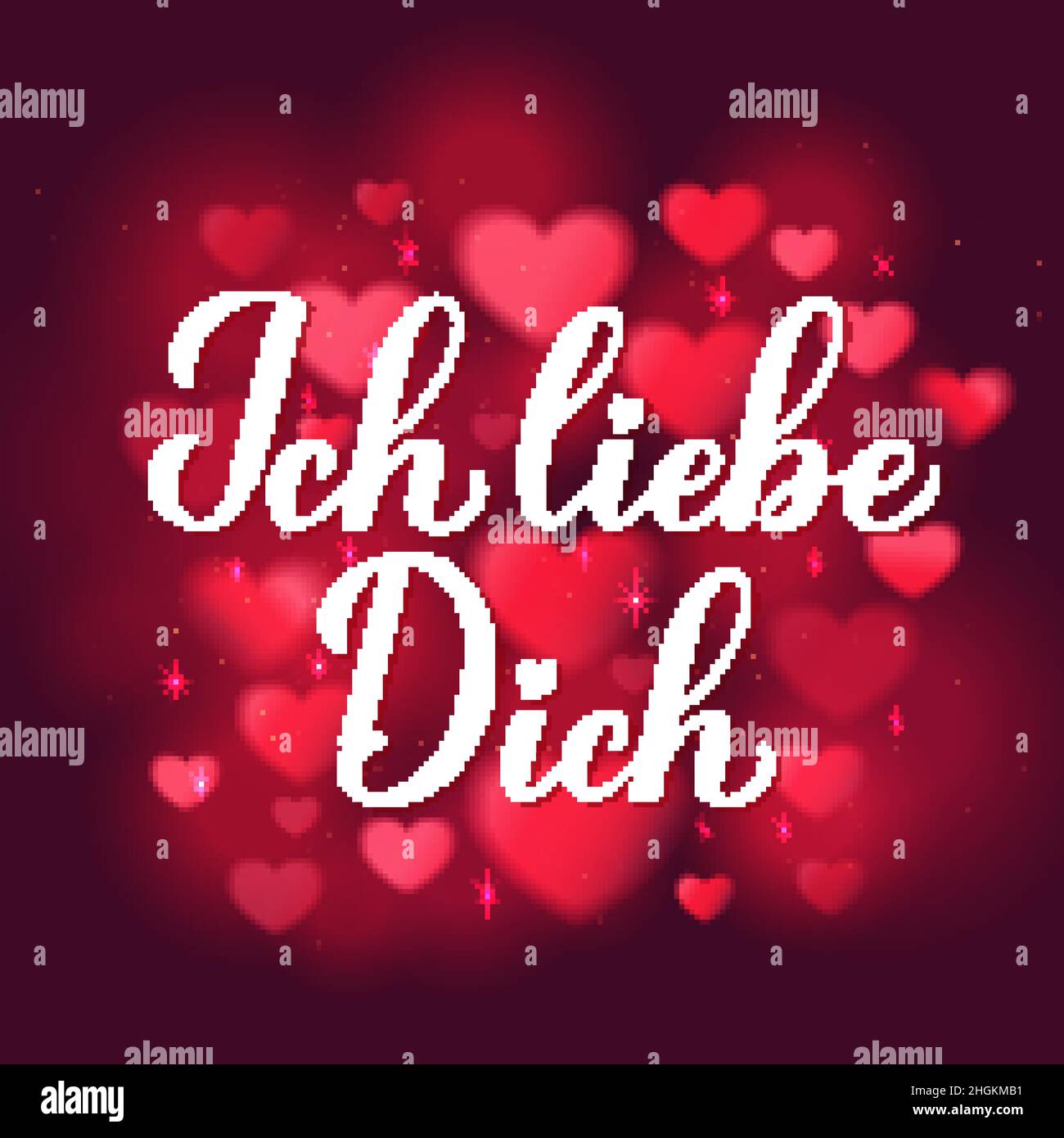 Ich liebe Dich calligraphy hand lettering in red background. I Love You ...
