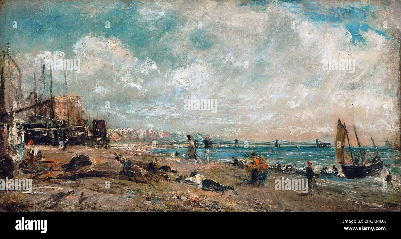 Sketch for The Marine Parade and Chain Pier, Brighton - 1826c. - oil on ...