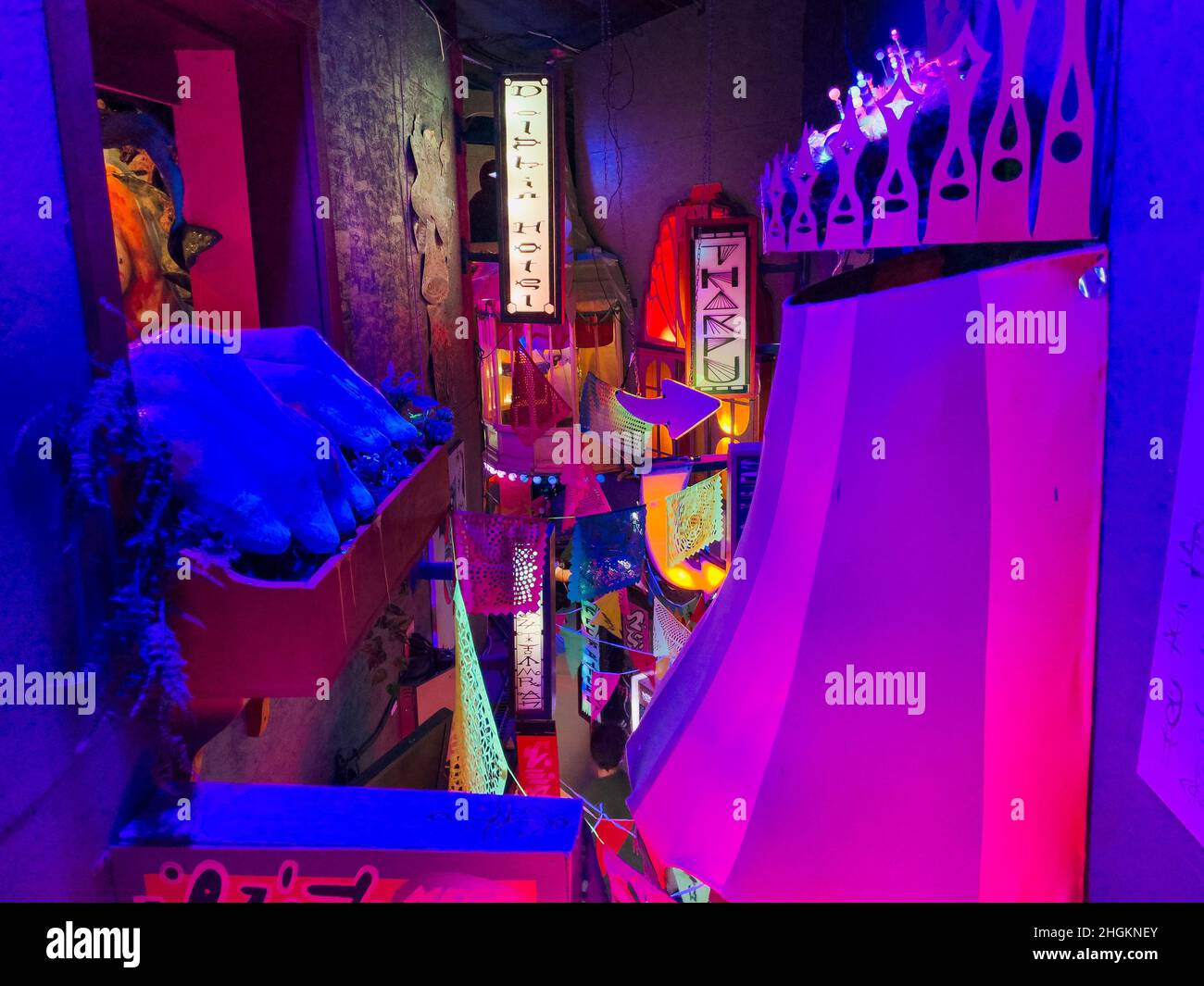 vibrant colors and patterns inside Meow Wolf, an immersive art ...