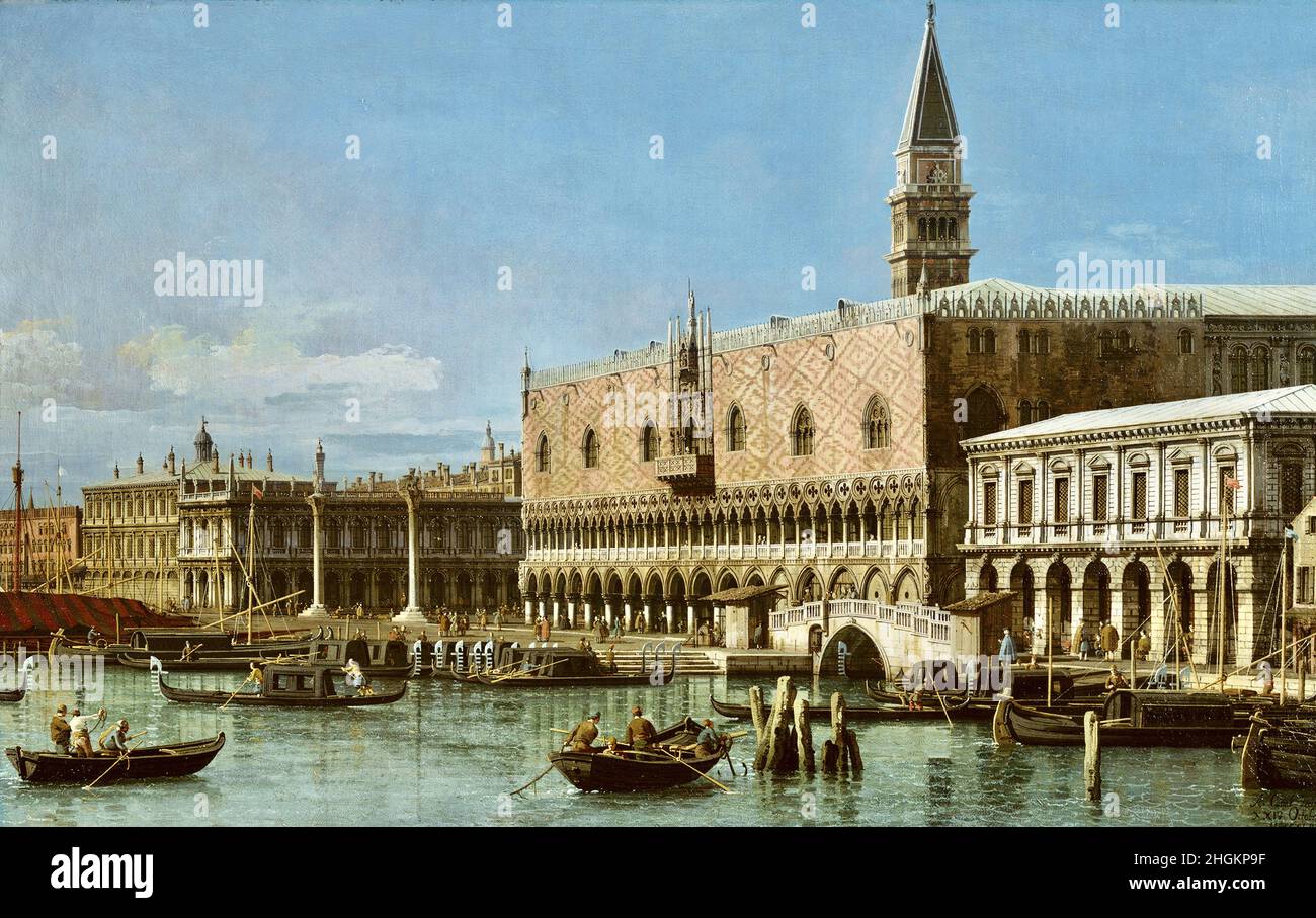 Venice; The Molo with the Prisons and the Doges' Palace - 1743 - oil on ...