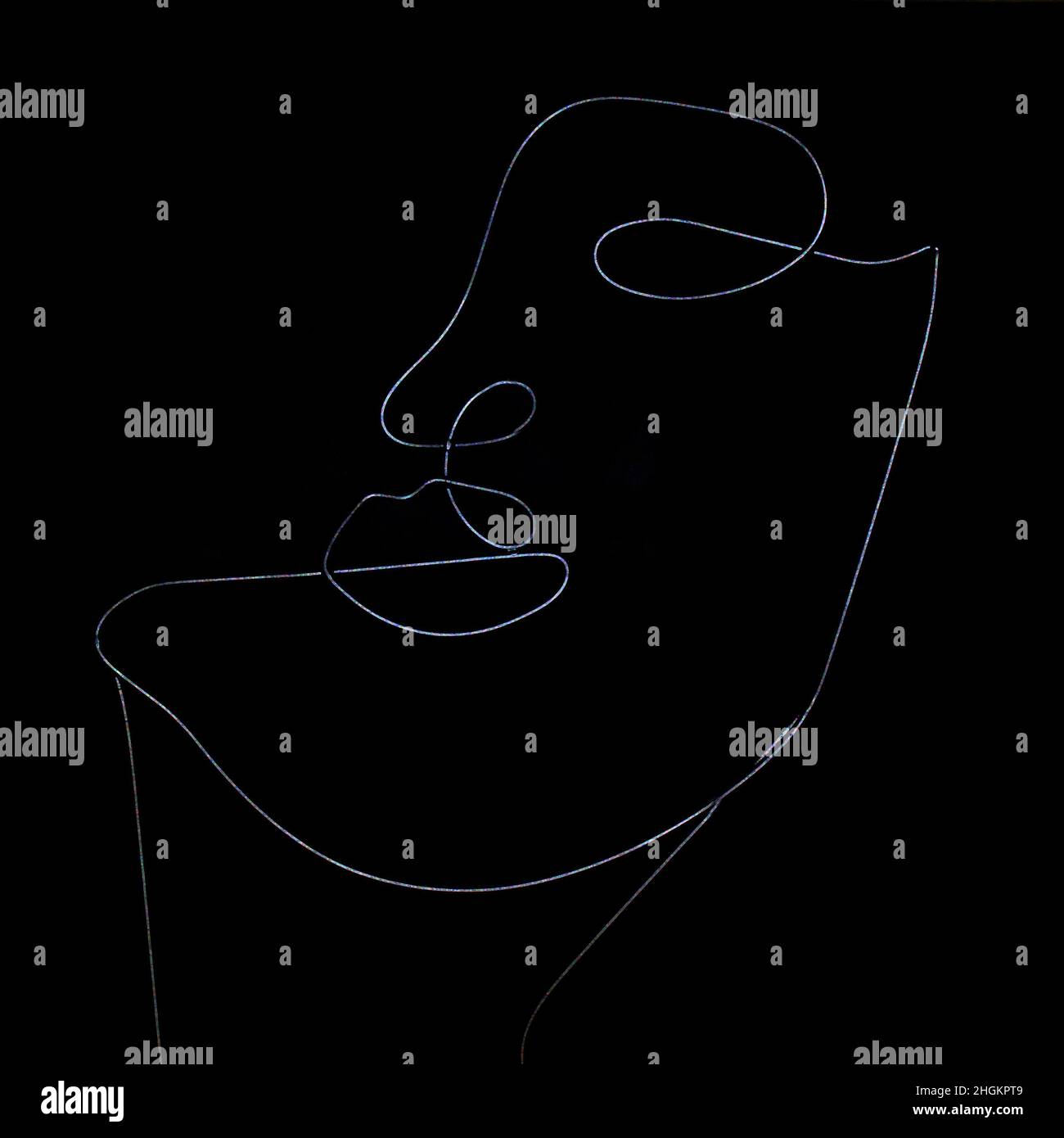 Etching of a female face against a black background Stock Photo - Alamy