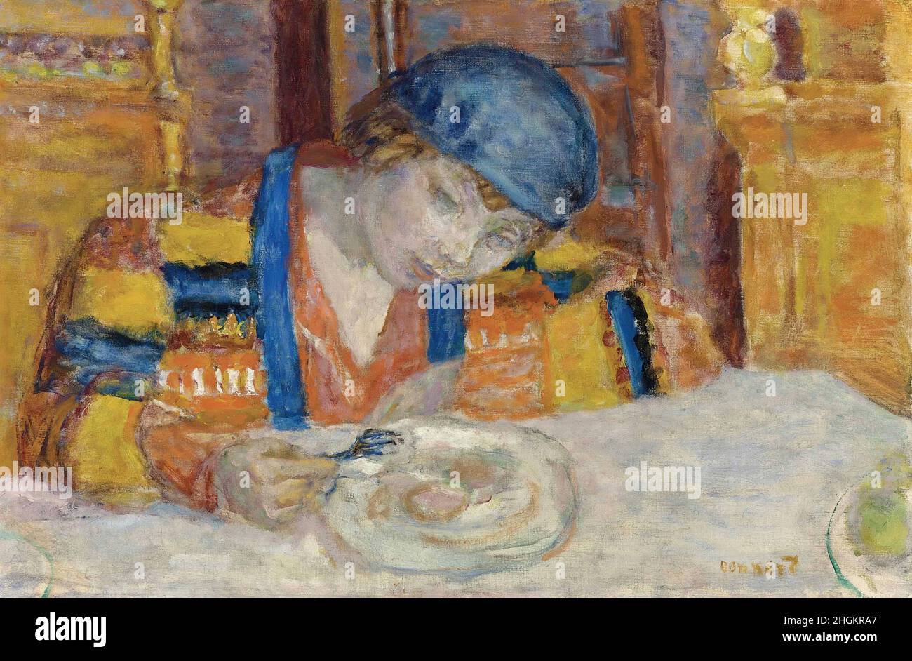 Bonnard Pierre - Private Collection - Jeune femme à table - 1925 - oil ...