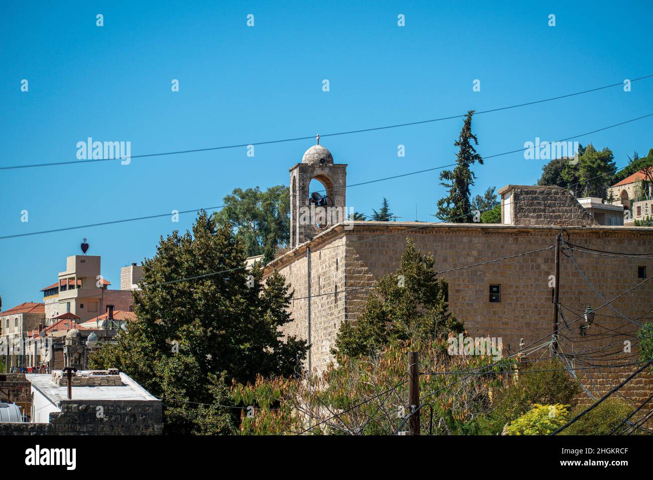 Deir El Qamar village beautiful green landscape and old architecture in ...