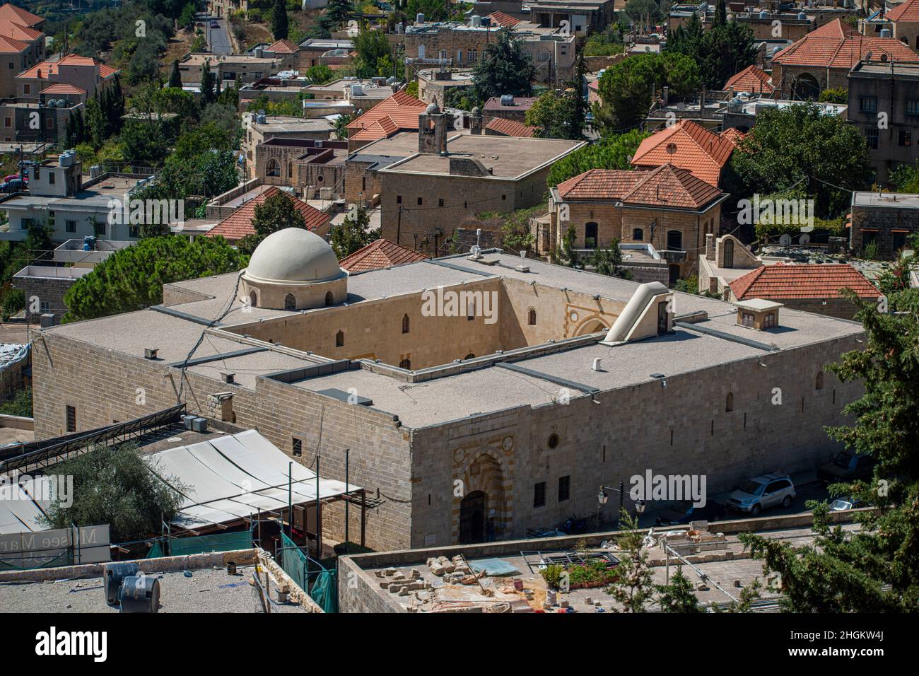 Deir El Qamar village beautiful green landscape and old architecture in ...