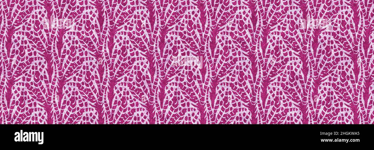 Fuchsia pink botanical seamless border edge. Modern bright tonal ...