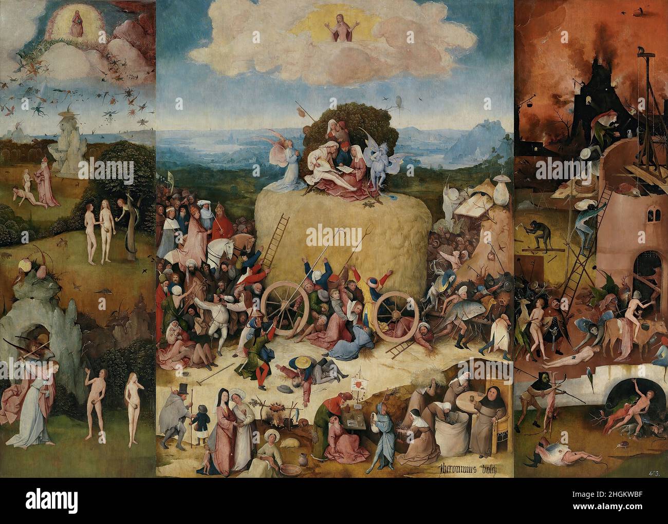 The Haywain Triptych - oil on wood 147,1 x 224.3 cm - Bosch Hieronymus ...