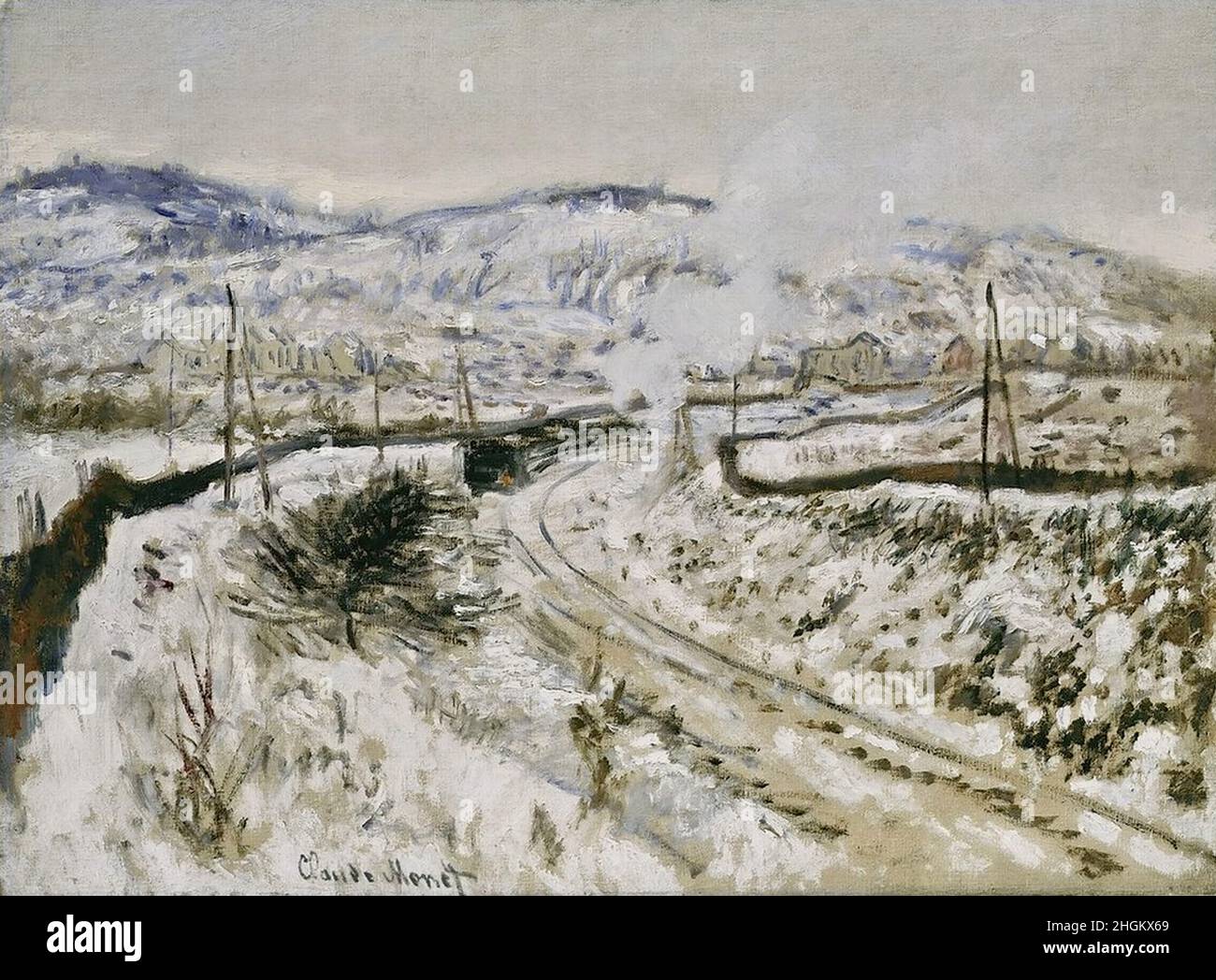 Monet Claude - Private Collection - Train in the snow at Argenteuil ...