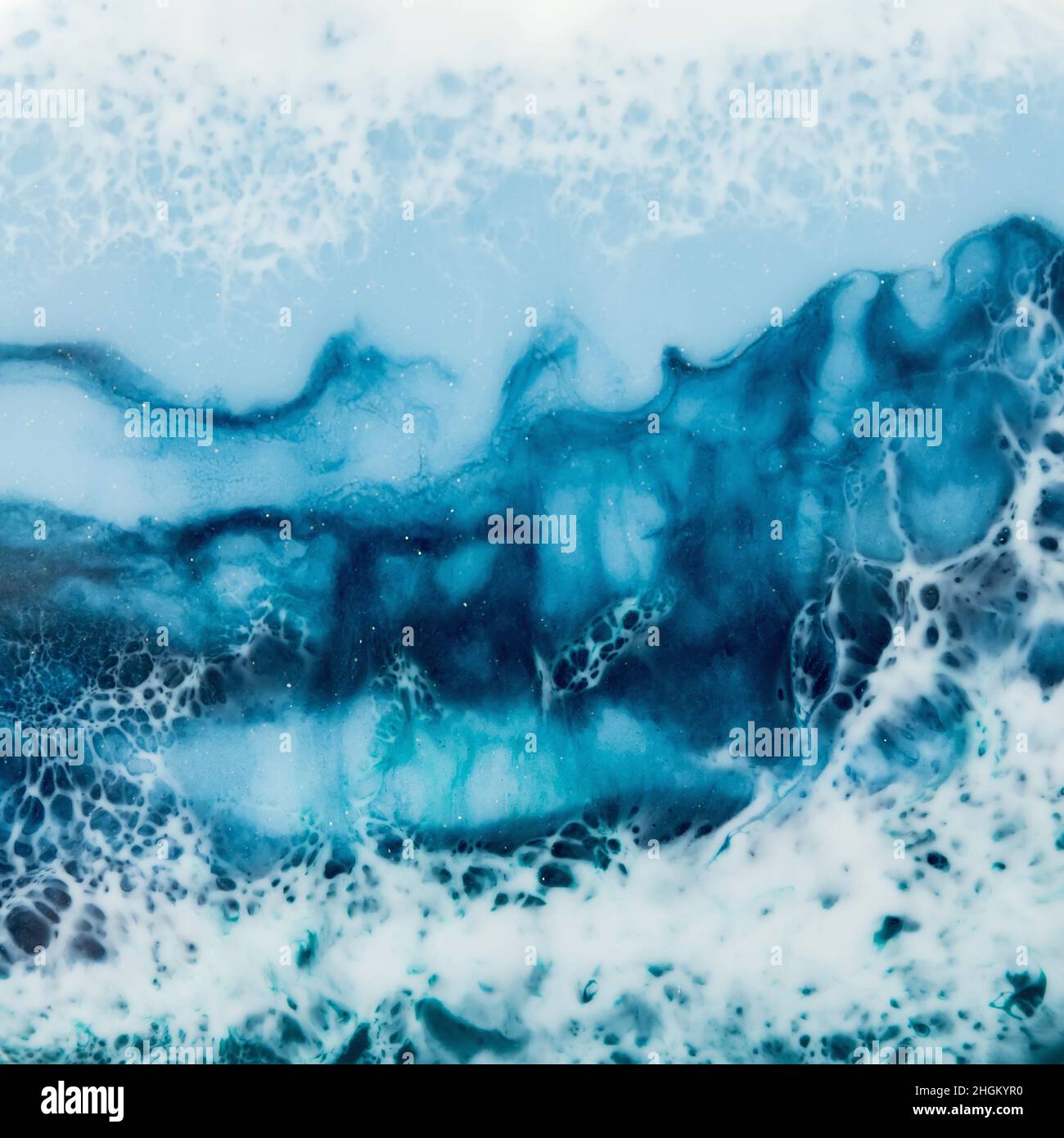 Resin art abstract with bright blue colors. Epoxy effect background ...