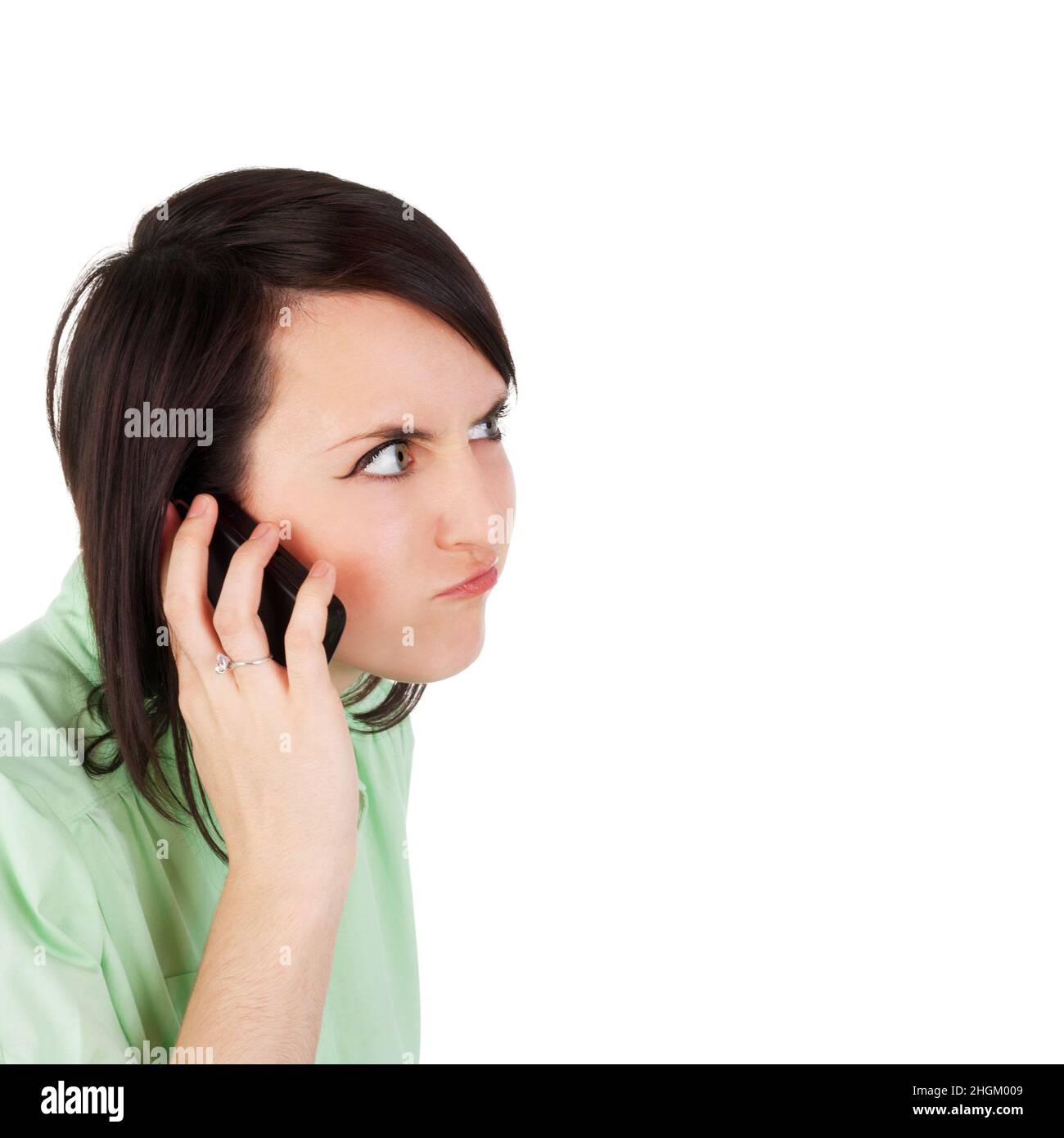 crazy angry young beautiful girl speaking the mobile phone Stock Photo ...