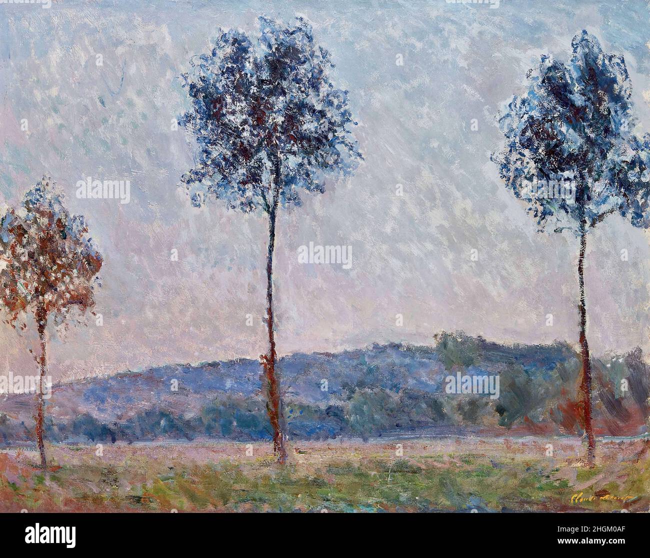 Monet Claude - Private Collection - Trois arbres à Giverny - Peupliers ...