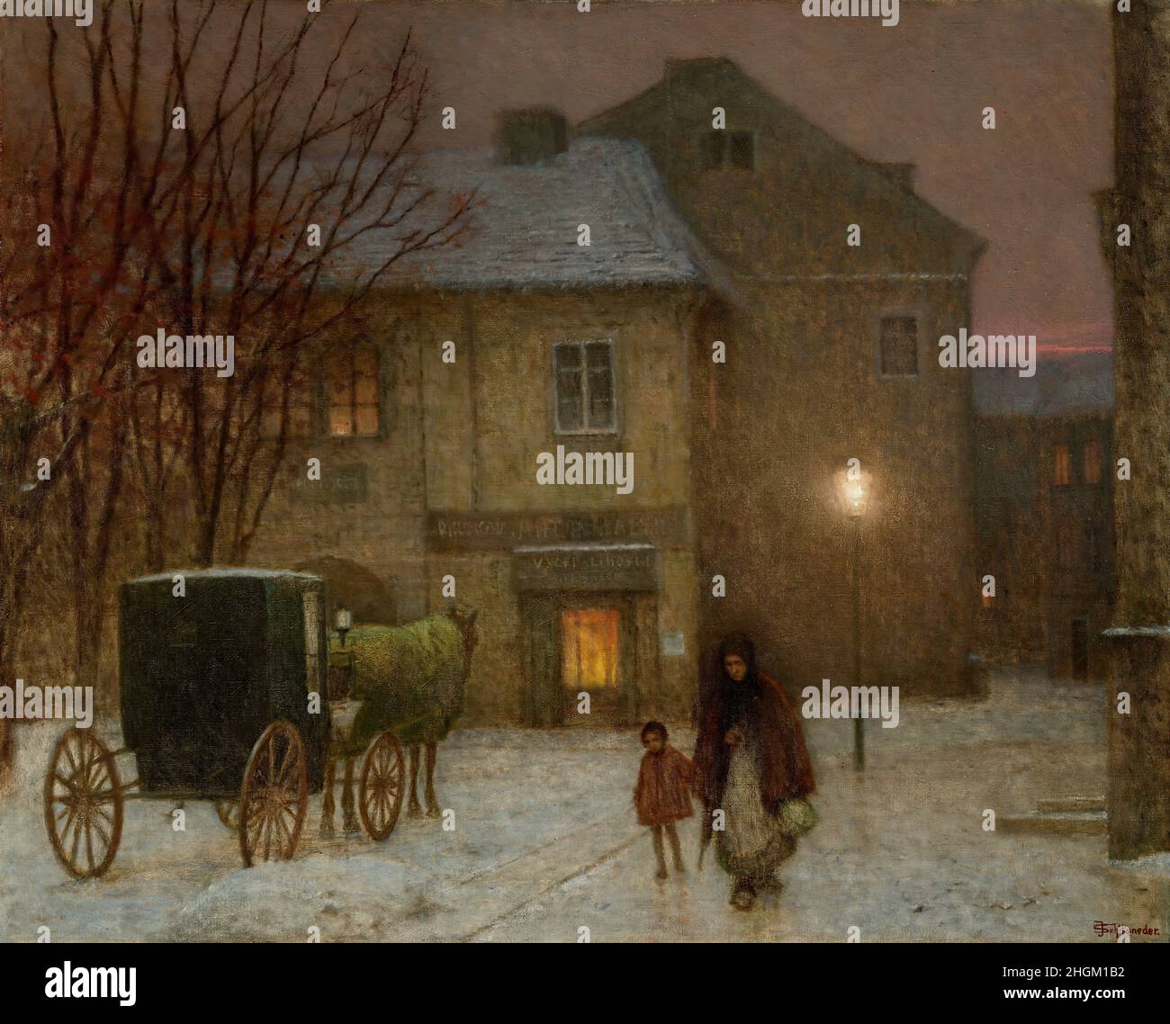 Winter Evening in Town - 1900 10 - Oil on canvas 86 x 107 cm ...