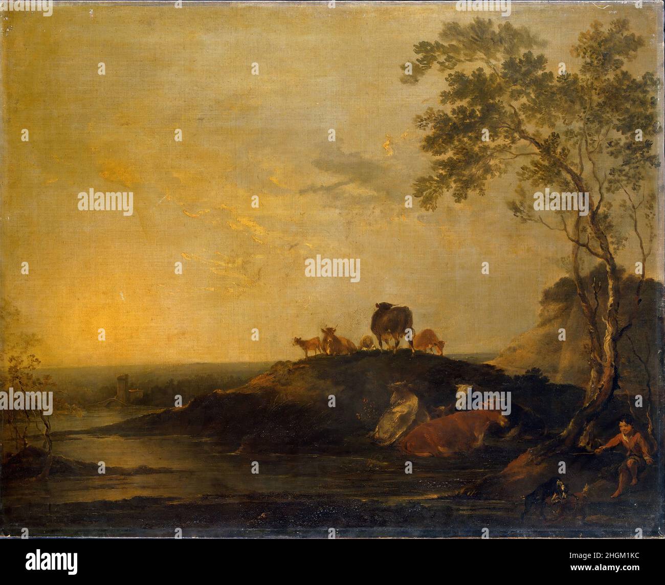 Bourgeois, Sir Peter Francis - Landscape with Cattle (Cows on a Hillock ...