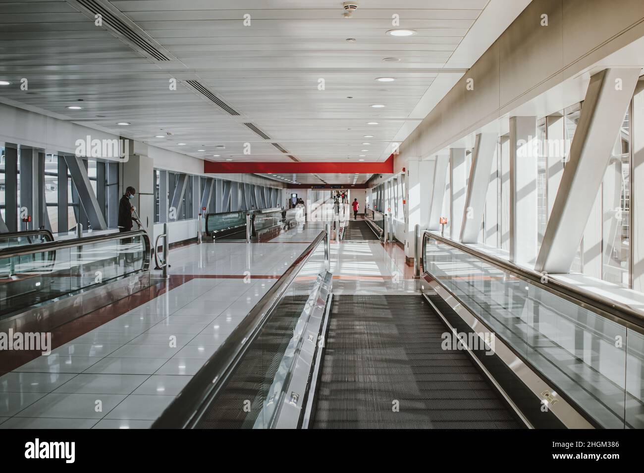 Walkway transit corridor interior inside a metro railway station Stock ...