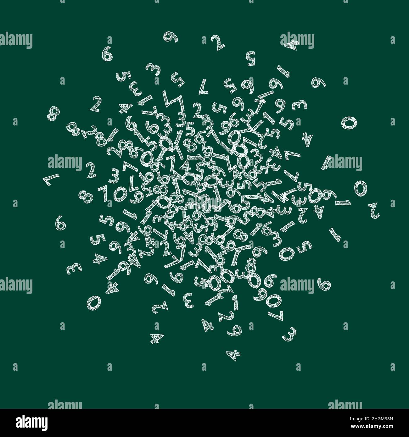 Falling handdrawn chalk numbers. Math study concept with flying digits ...