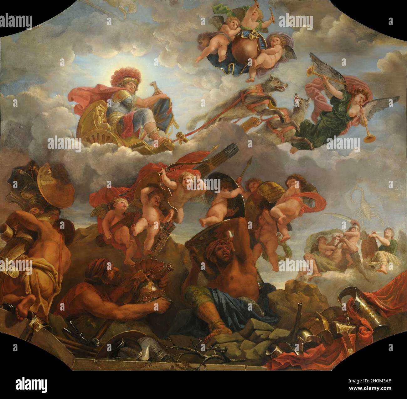 Claude II Audran - Mars sur son char tiré par des loups Stock Photo - Alamy