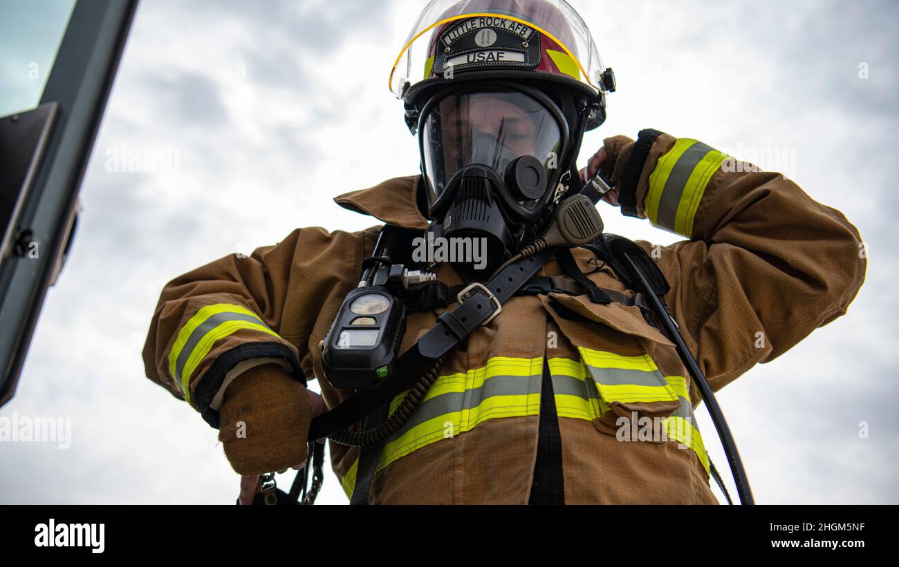 A U.S. Air Force firefighter from the 379th Expeditionary Civil ...
