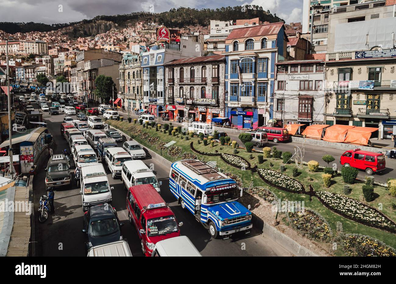 Heavy traffic, everyday life - La Paz, Bolivia Stock Photo - Alamy