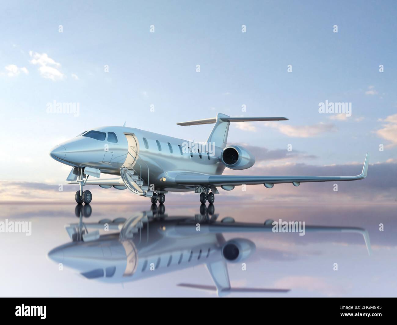 Business jet on a runway, illustration Stock Photo - Alamy