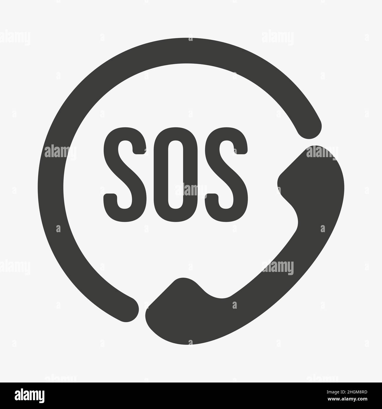SOS vector icon. Circle SOS symbol with telephone Stock Vector Image ...
